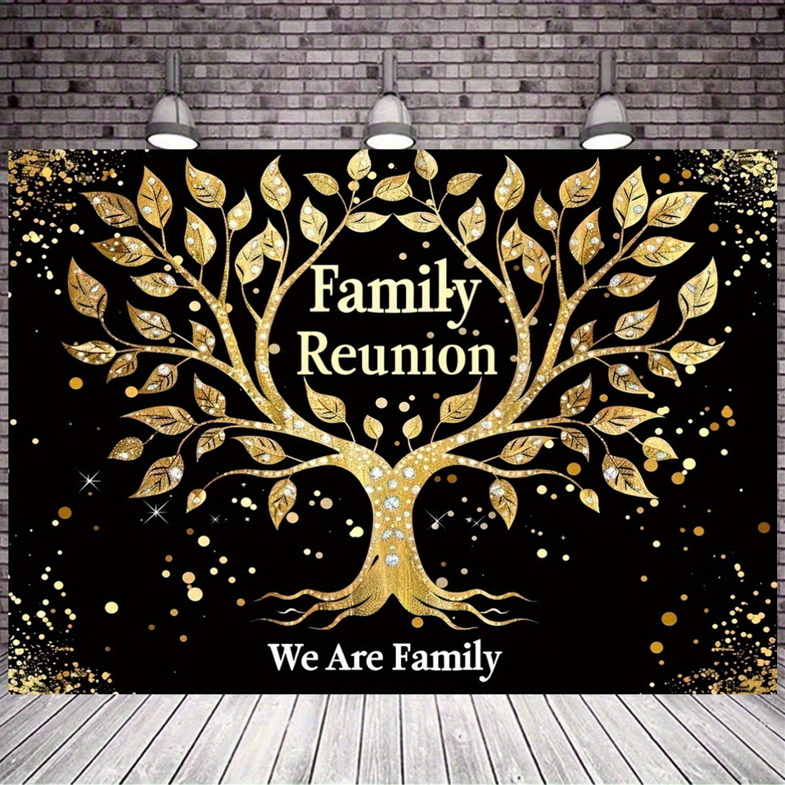 Gold Family Tree Backdrop 5x3ft Family Reunion Backdrop - Gold Family ...