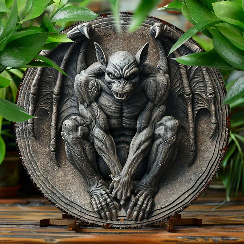 Uv Resistant Waterproof Gargoyle Aluminum Art Sign Round - Temu Australia