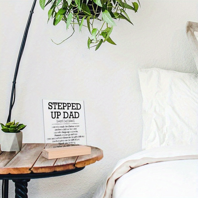 Acrylic Step Dad Appreciation Desk Plaque Wood Stand - Temu