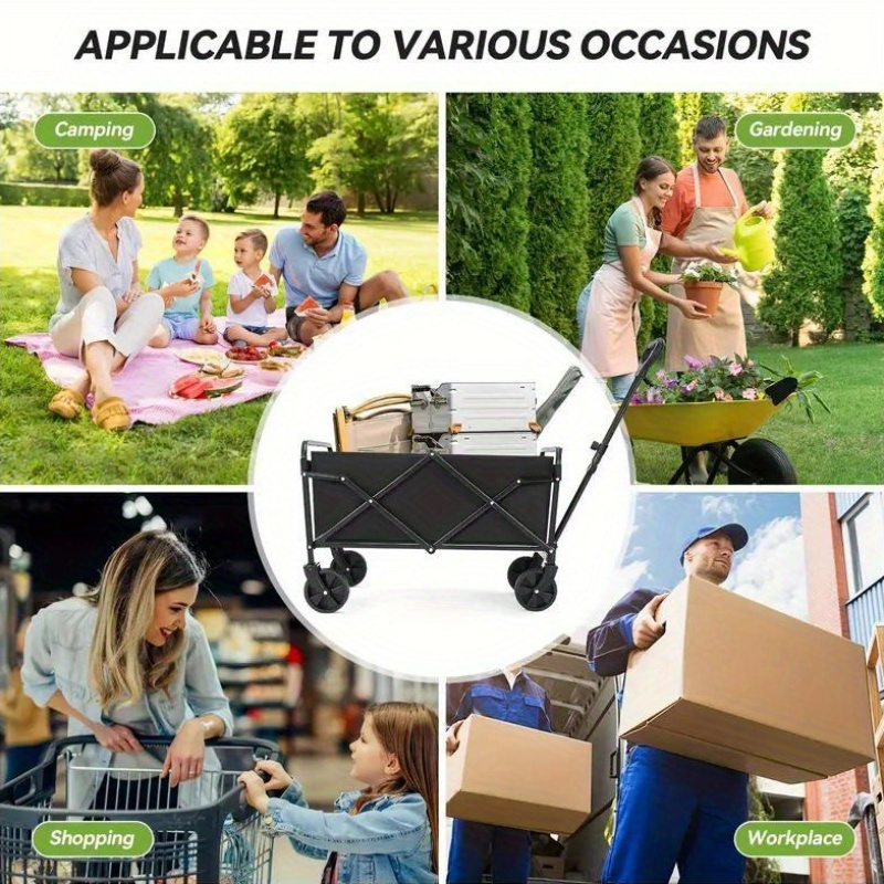Heavy Duty Folding Utility Wagon Collapsible Garden Cart - Temu