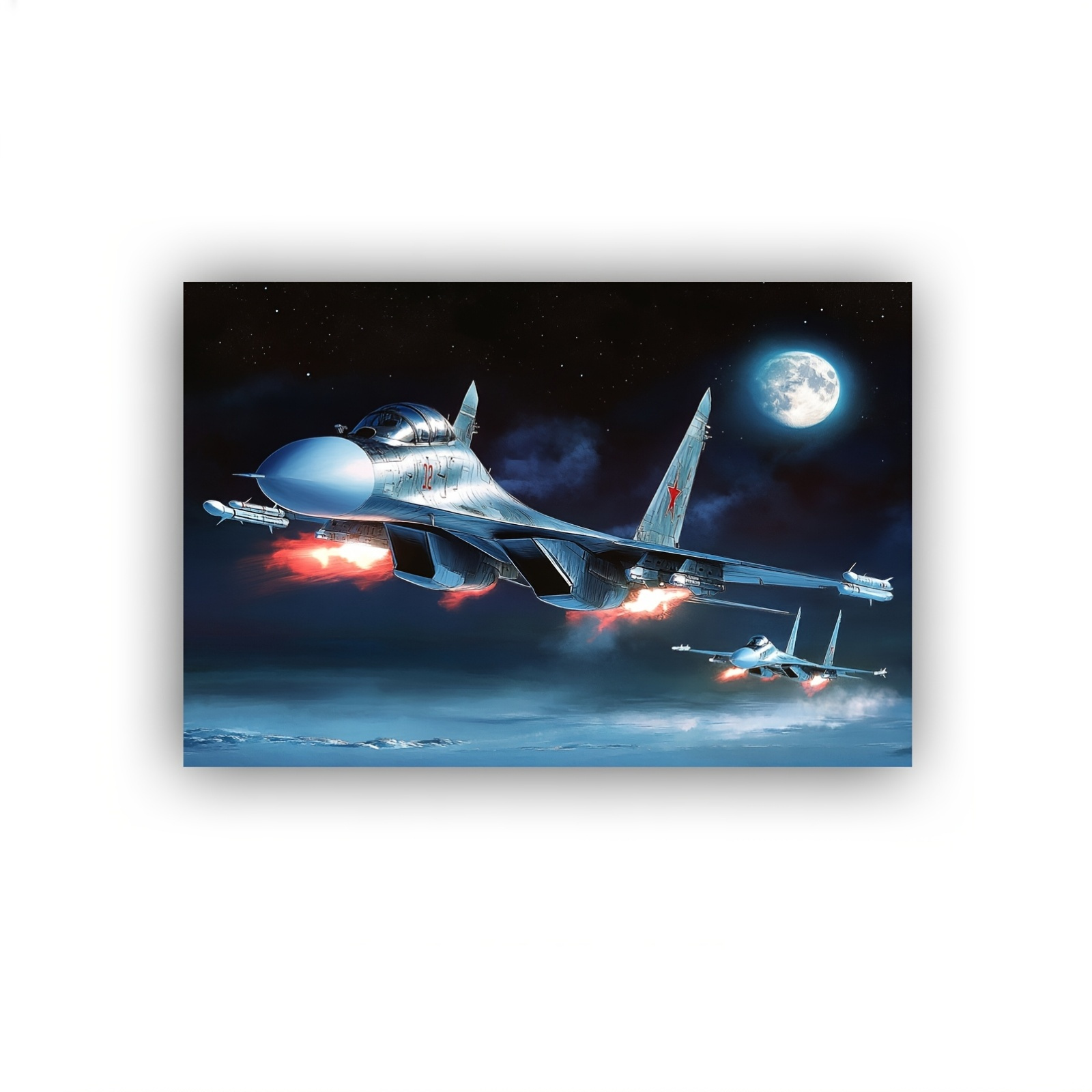 Vintage Landscape Su 27 Fighter Night Poster - Temu
