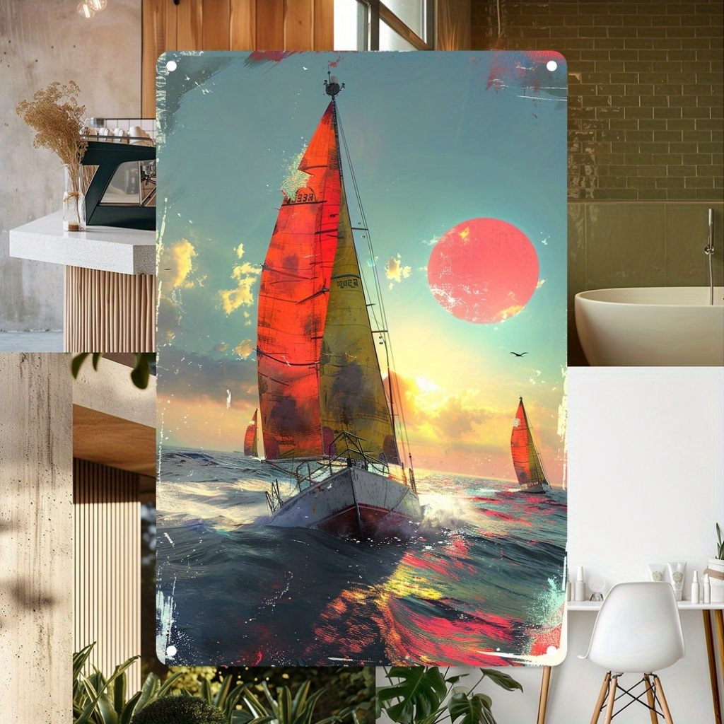 Nautical Aluminum Tin Sign Vintage Sailing Race Poster Retro - Temu
