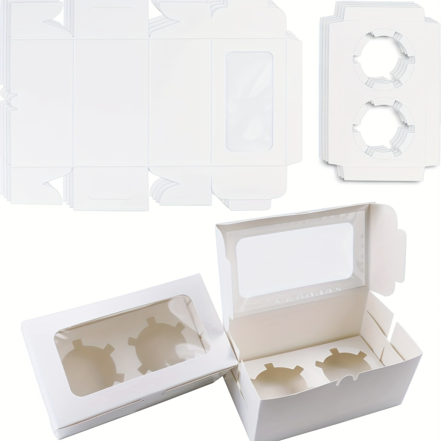 White Cupcake Boxes Display Window Lid Versatile Paper - Temu