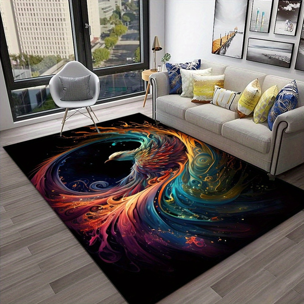 سجادة من البوليستر الناعم من تصميم فينيكس، غير قابلة - Temu Qatar