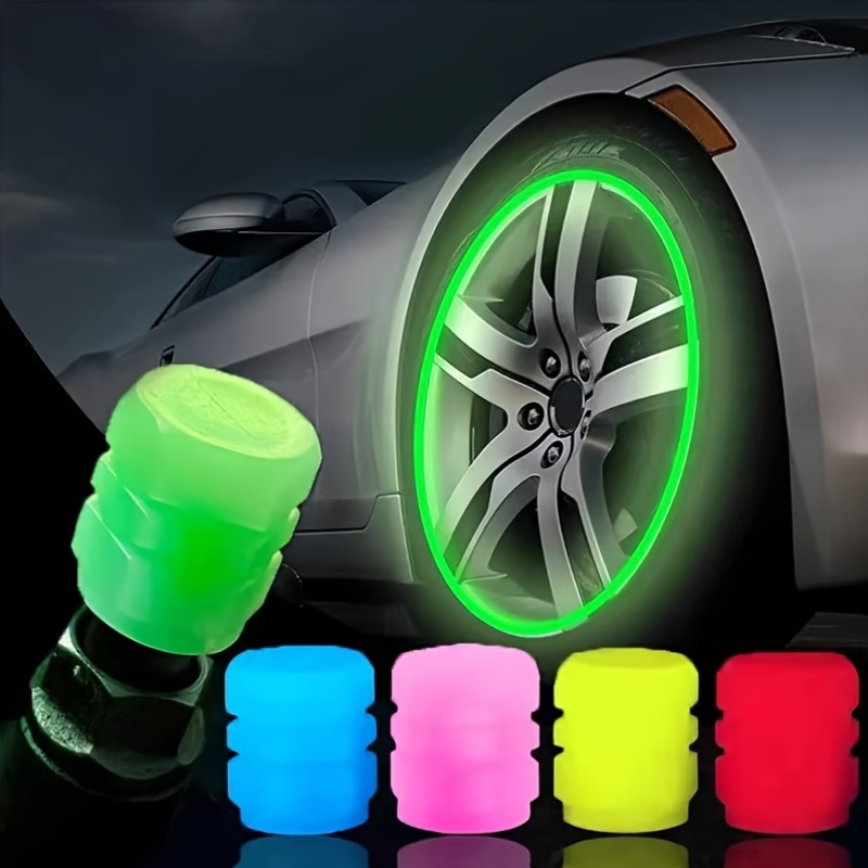 Glowing Car Tire Valve Caps 4 8 12 Pcs Night Light Plastic Material Suitable for Cars Trucks SUVs Motorcycles and Bicycles
