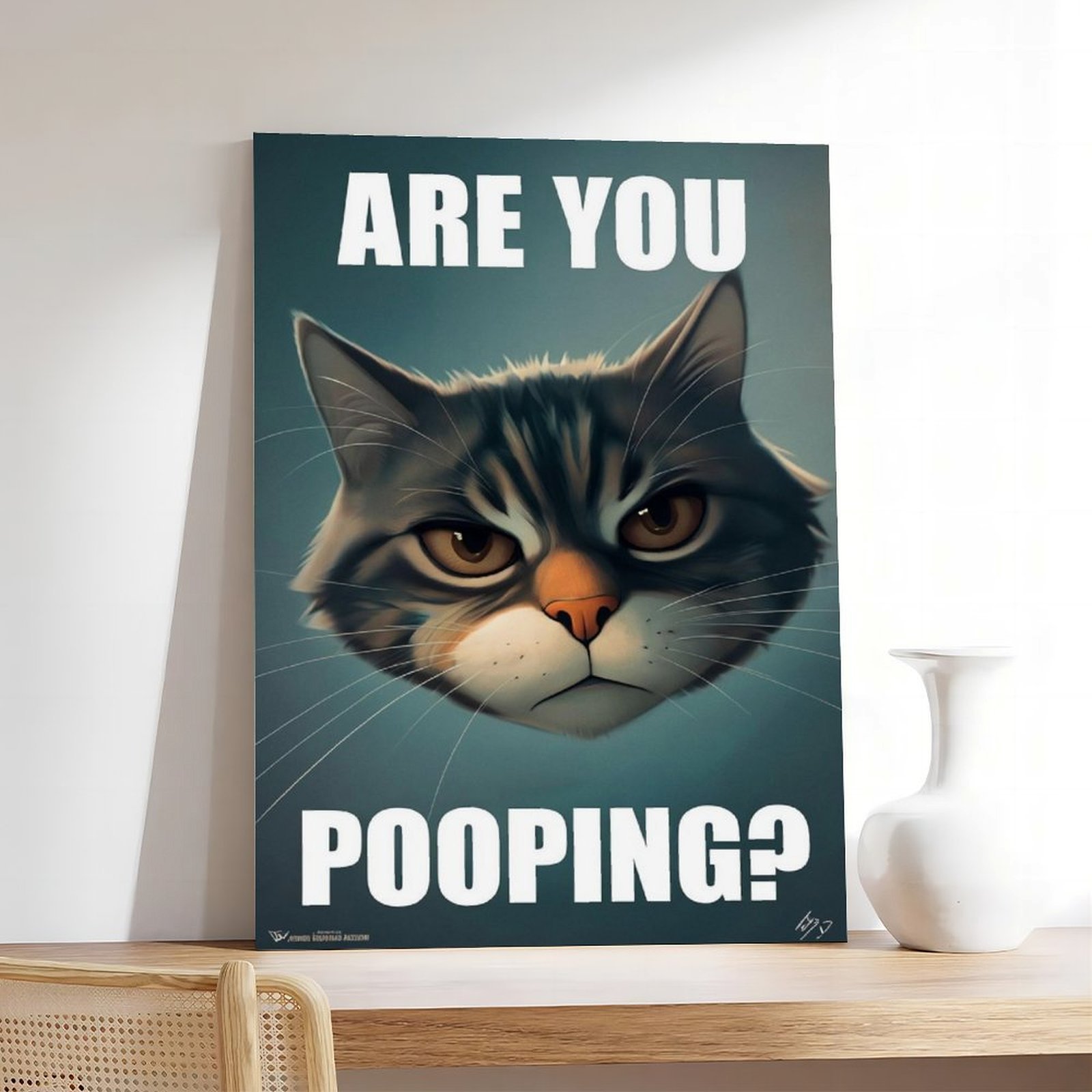 Modern ' Poop?' Canvas Ready Hang Pine Wood Frame - Temu