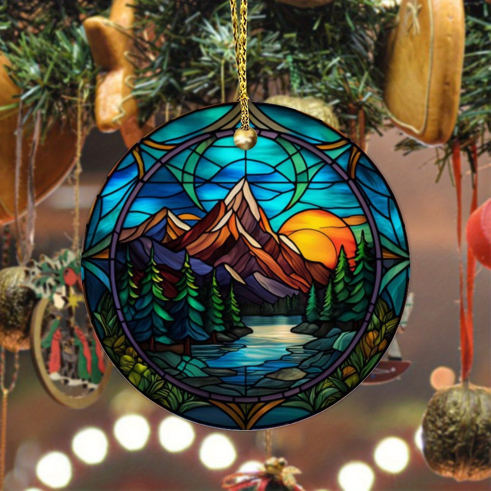 Stained Glass Vibrant Colors Farmhouse - Temu