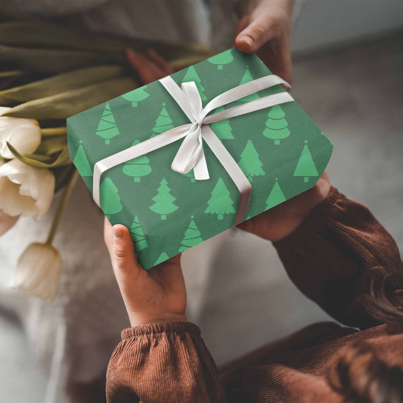 Large Roll Festive Christmas Wrapping Paper Green Cartoon - Temu