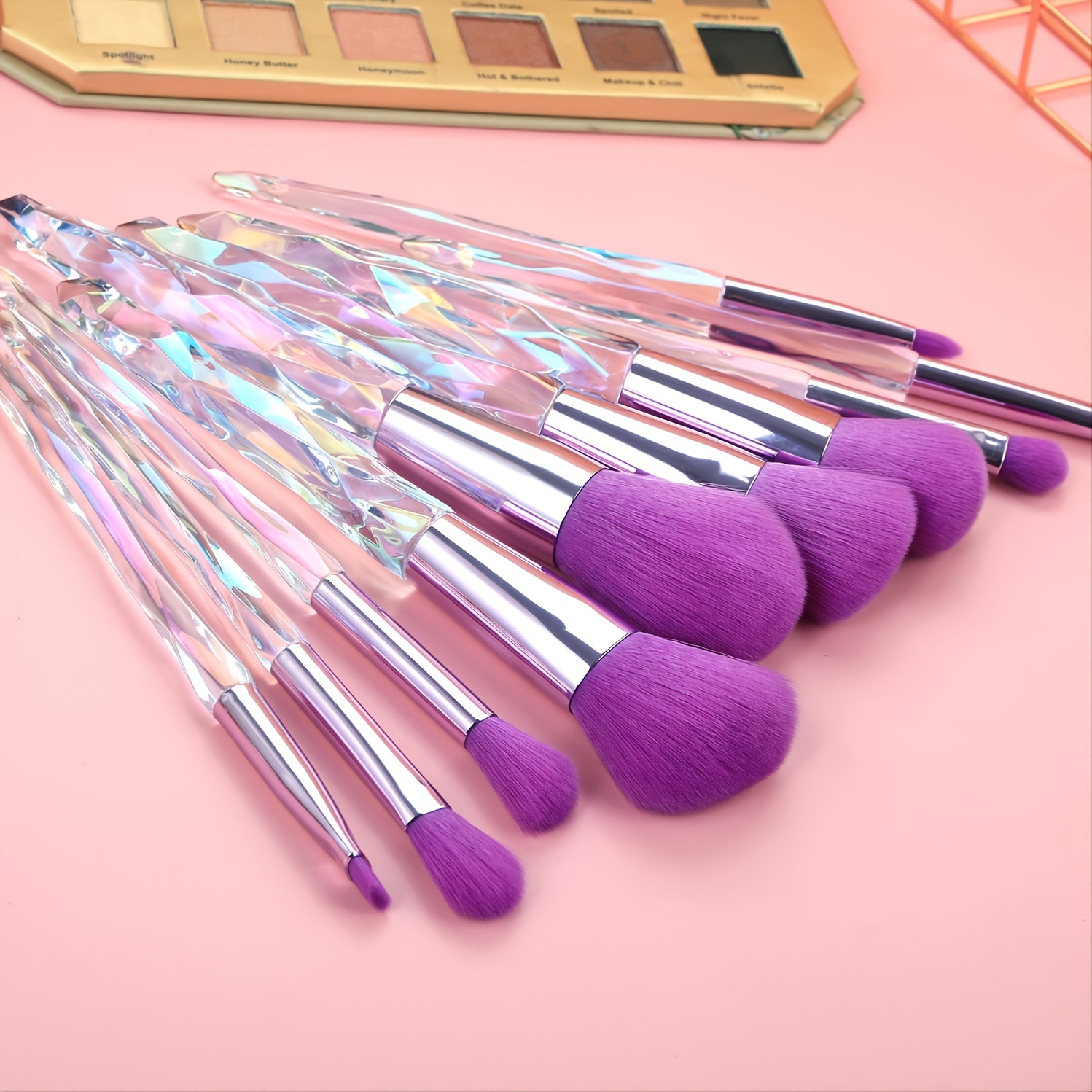 Crystal Acrylic Handle Makeup Brush Set Beauty Tools Eye - Temu