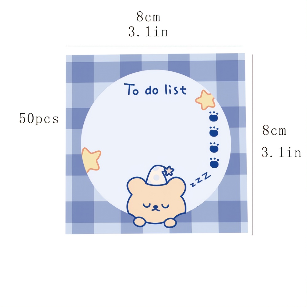 Cute Cartoon Blue Bear Sticky Notes - Temu
