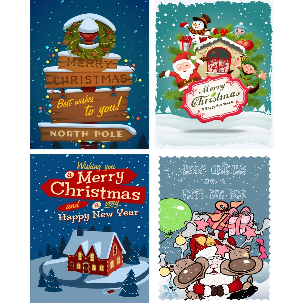 Waterproof Hd Printed Christmas Decoration Posters (4 Pcs) - Self ...