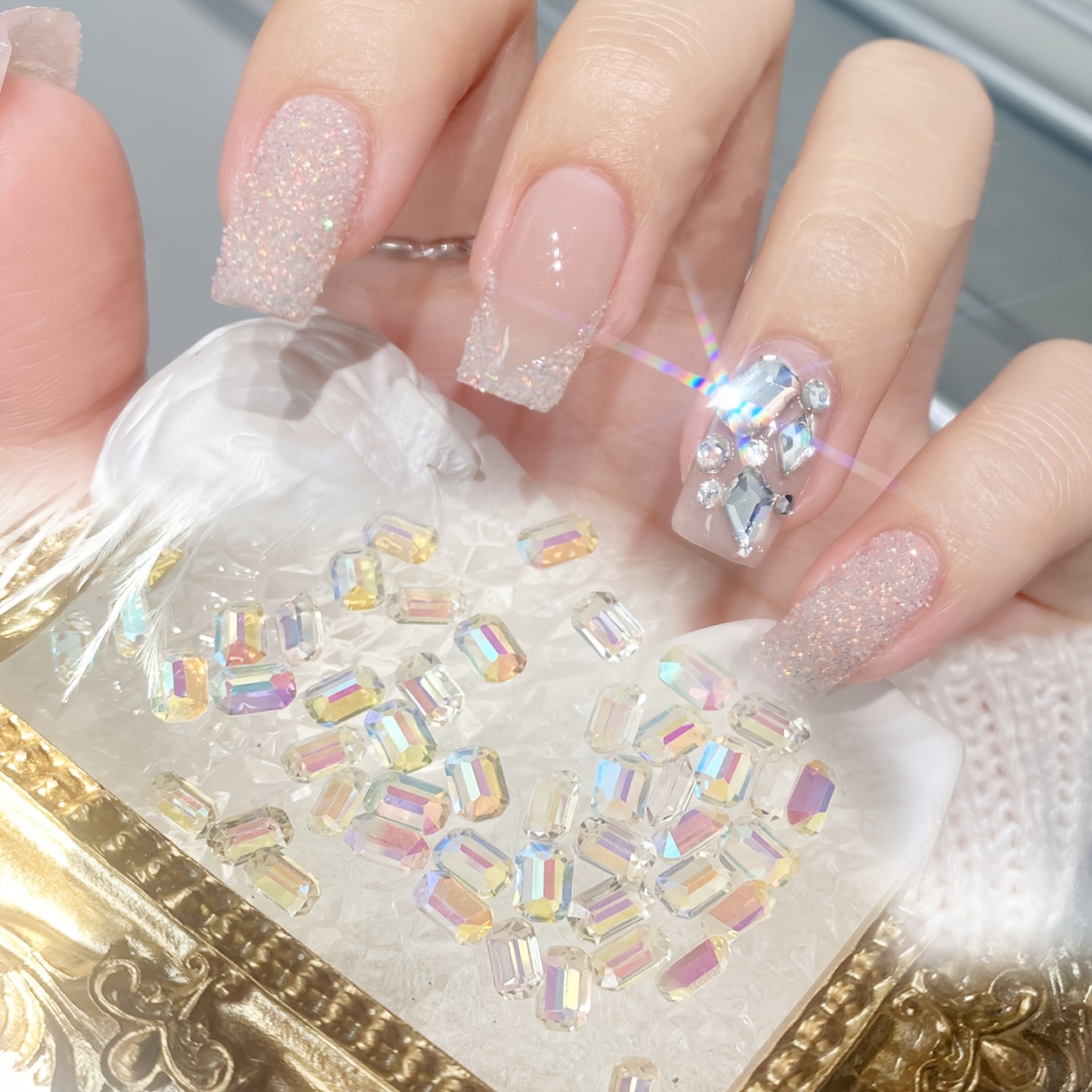 Nail Art Rhinestone Ab Nail Flat Rhinestone 3d Nail Art Transparent ...