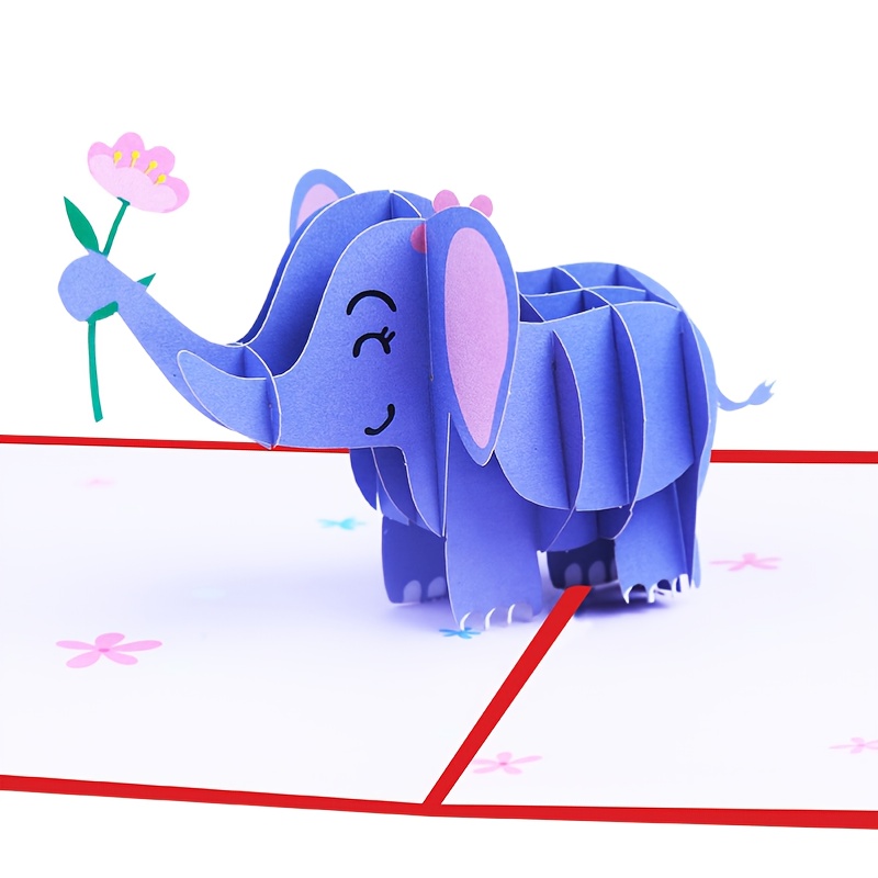 3d birthday card cute elephant greeting cards animals - Temu Australia