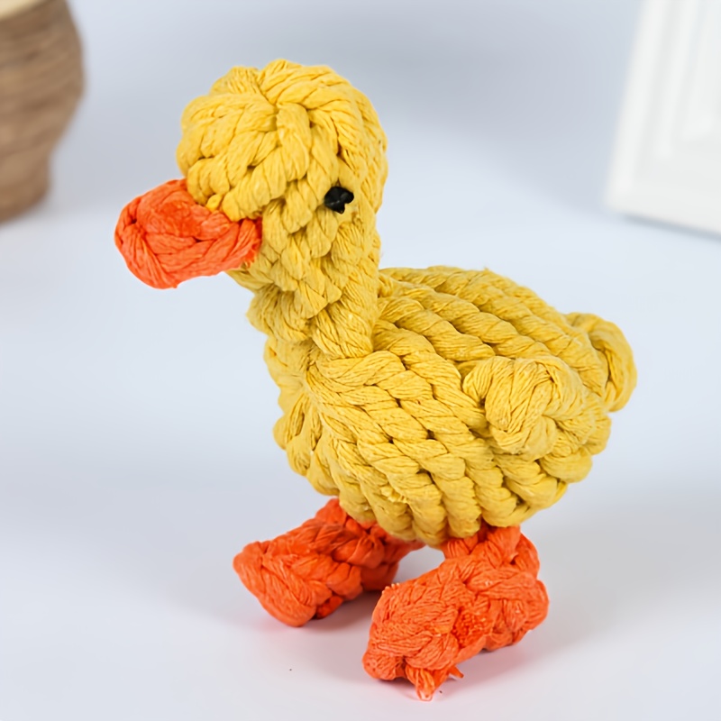 1pc Hand Knit Pet Toy, Yellow Duck-shaped Dog Play Toys, Dog Chew Toy ...