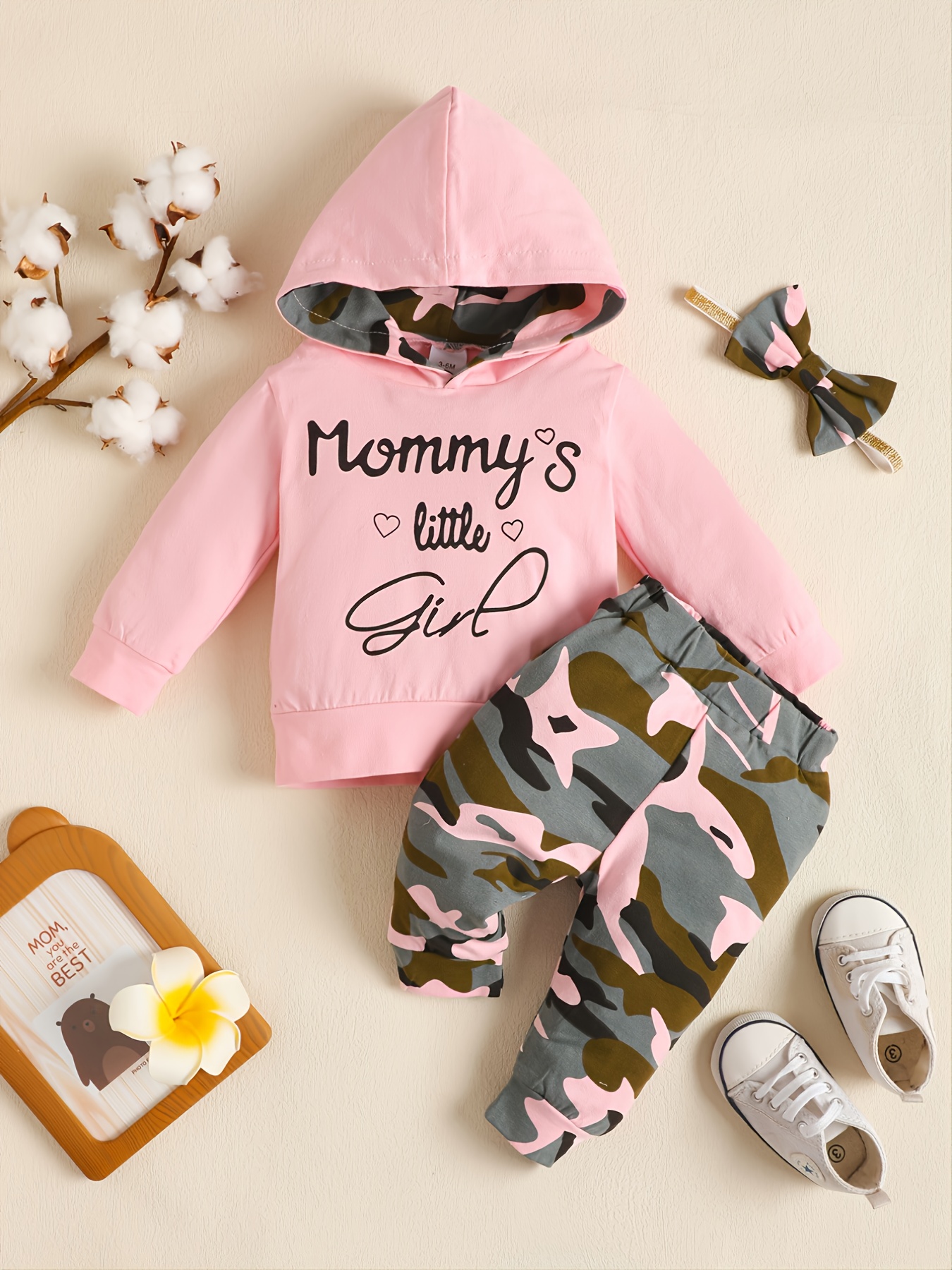 Baby Girls Casual Baby Mommy's Little Girl Camouflage Hooded - Temu Canada