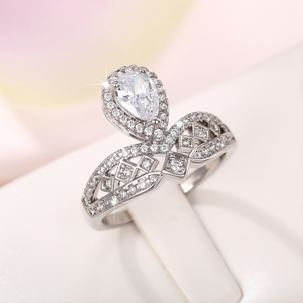 Trendy Bridal Wedding Crown Rings For Women Silver - Temu Australia