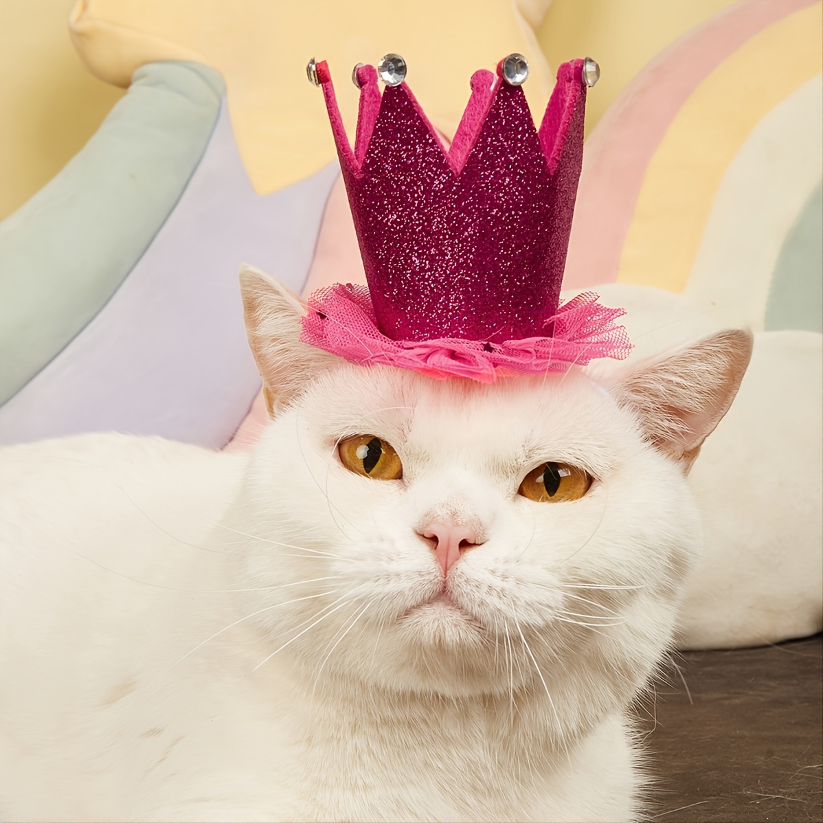 Purple Petsidea Cute Pet Birthday Crown Hat and Bow tie Collar Set for ...