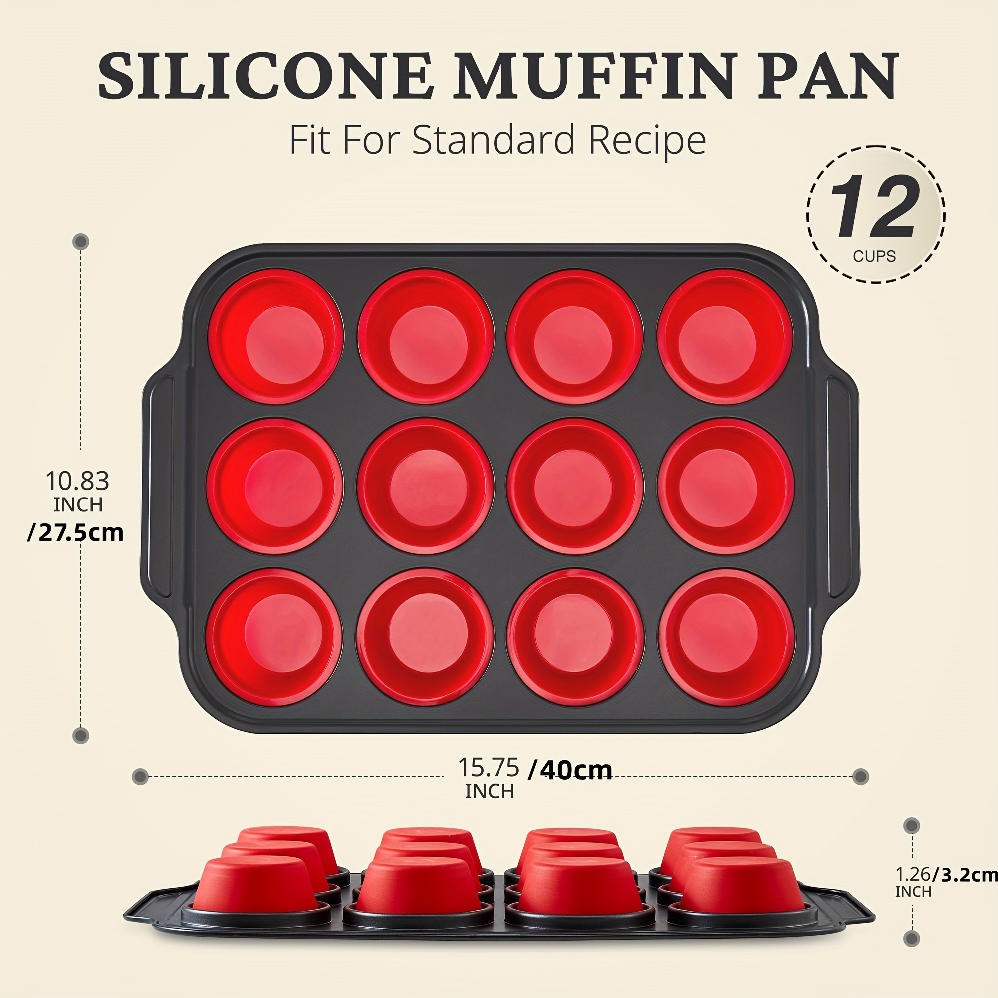 12 cavity Silicone Muffin Pan Metal Frame Nonstick Easy - Temu