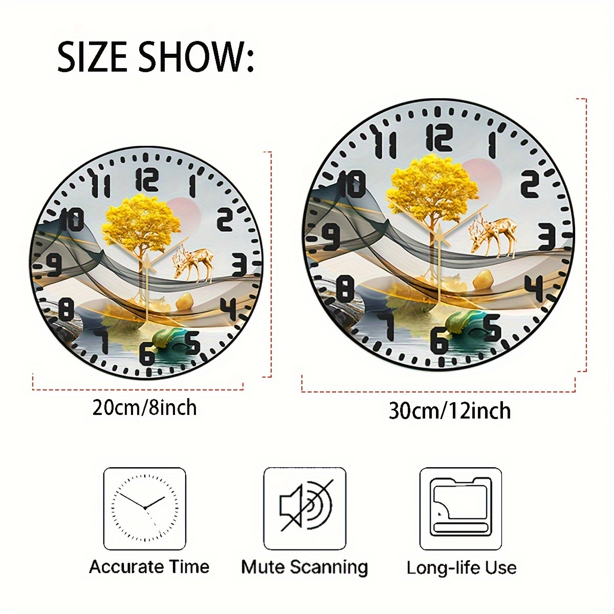 Jedan Komad, 5d Prekrasan I Stilizirani Okrugli Zidni Sat, Vodootporni I Otporni Na Ogrebotine ...