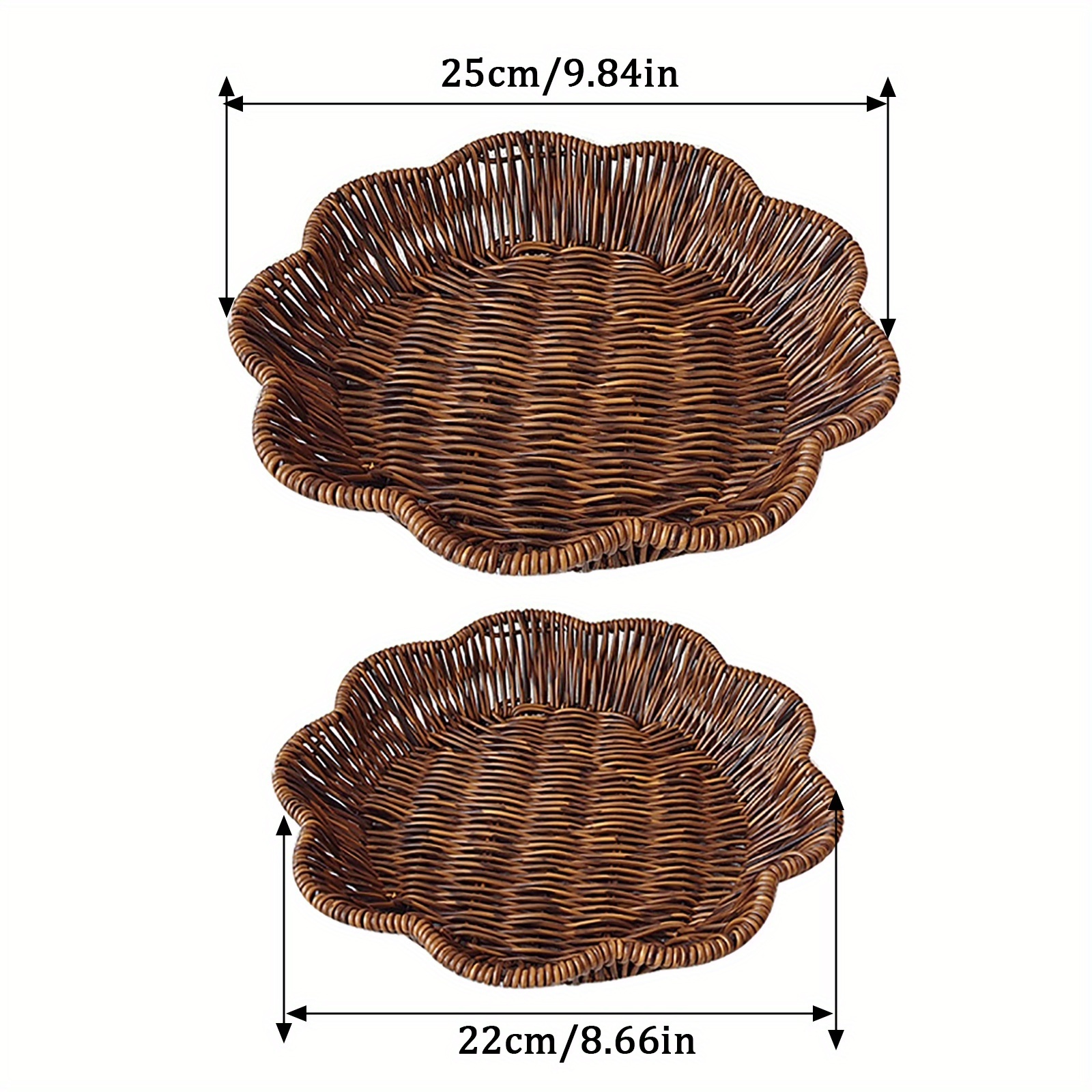 Fruit Baskets 2pcs Wicker Woven Bread Basket Woven Pantry - Temu