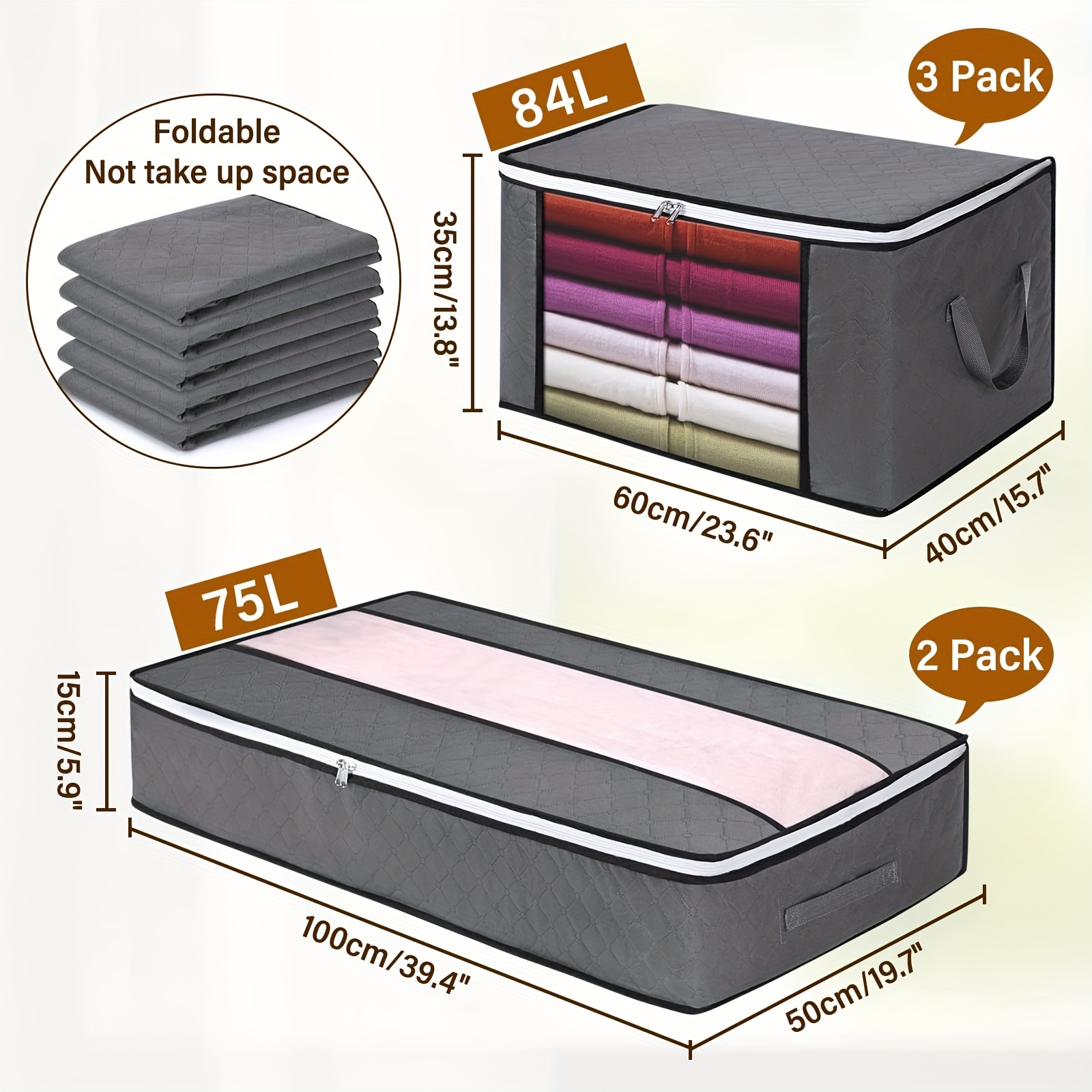 Bed Storage Foldable Underbed Storage Bags Clothes - Temu