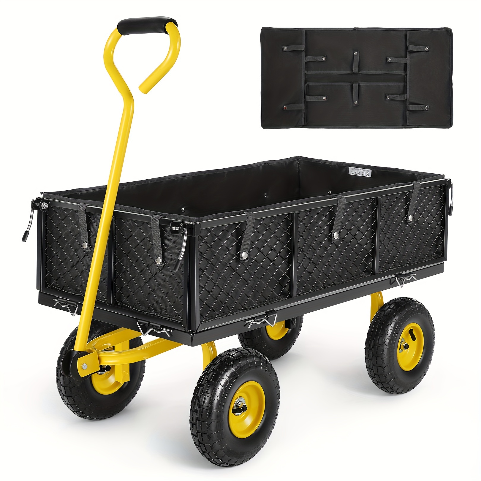 3 In 1 Steel Garden Cart With Wagon Liner 880 Lbs Capacity With ...