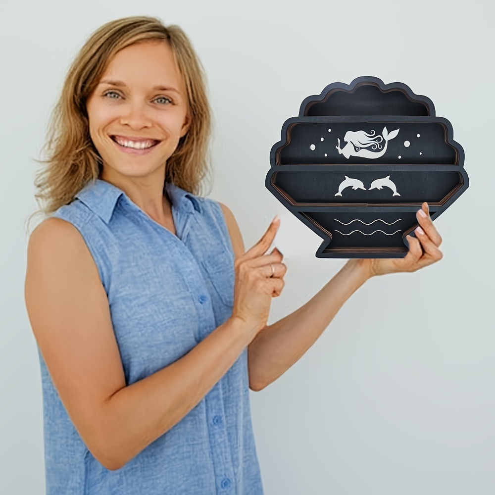 Sea Shell Wooden Crystal Display Shelf Gothic Wall Boho - Temu