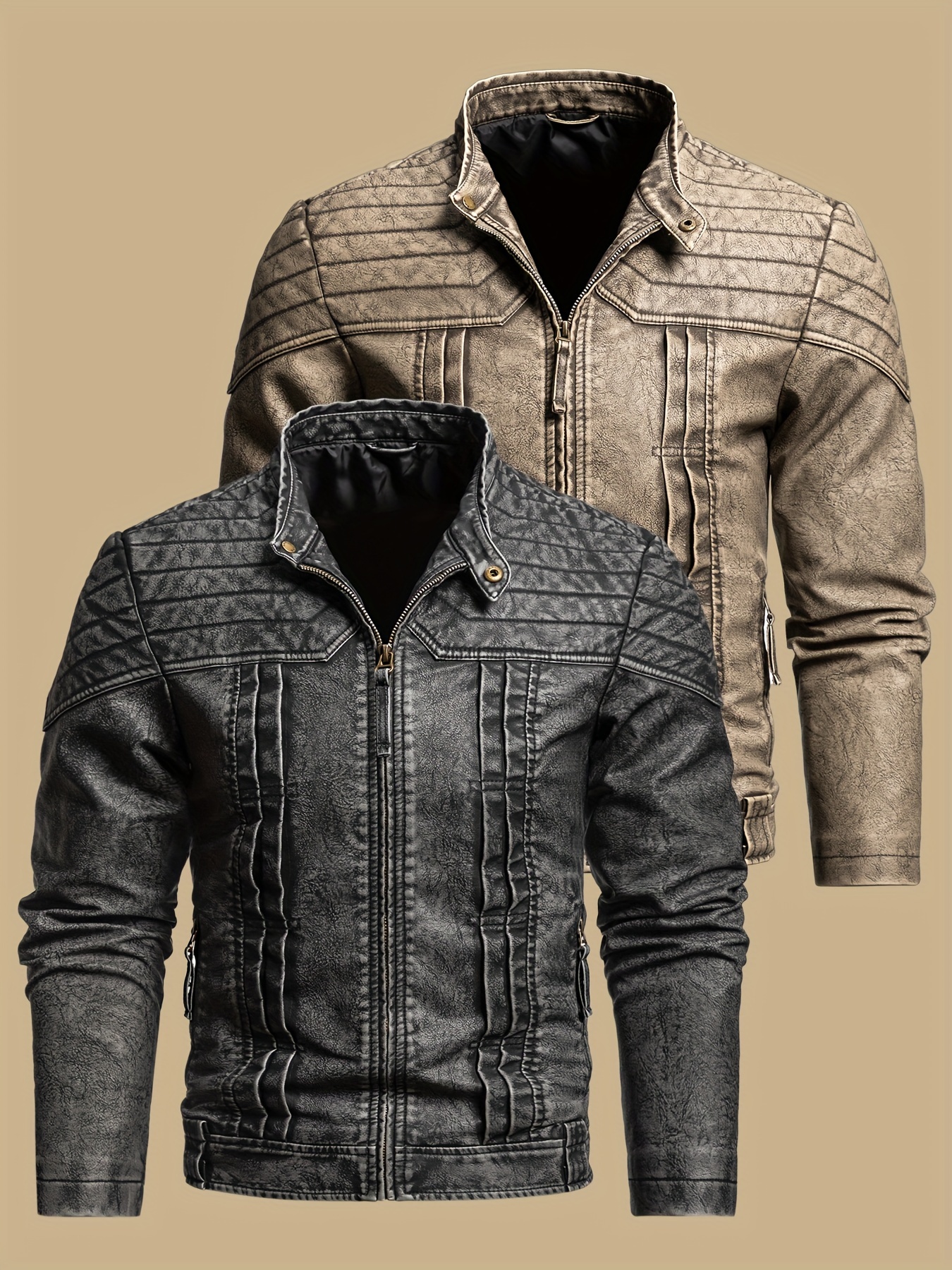 leather jacket for motorcycle sold on Temu United States