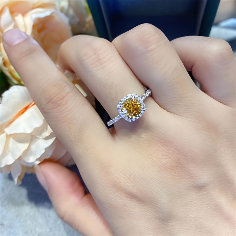 Yellow Moissanite Wedding Ring 925 Silver Ring Elegant - Temu United ...