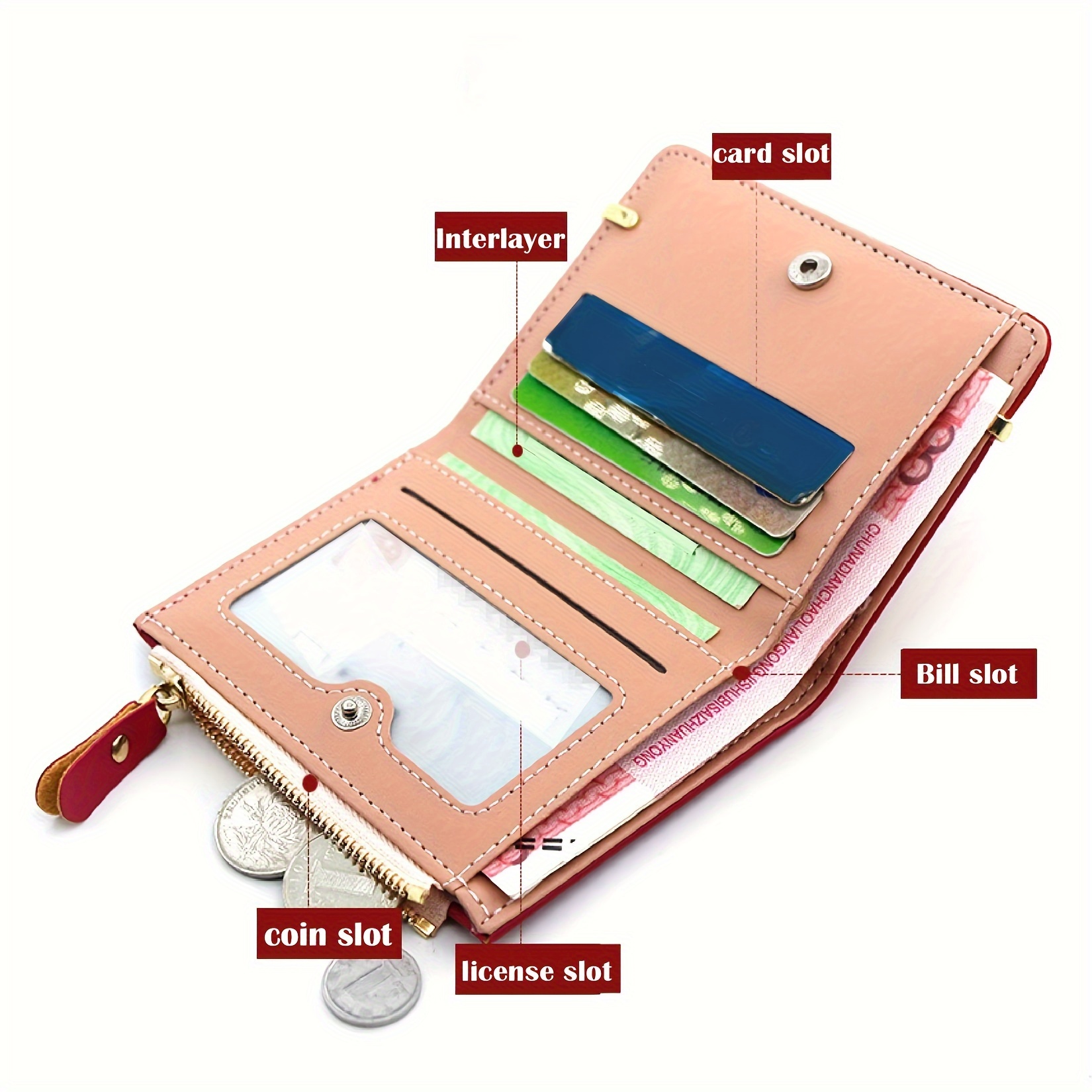 New Clutch Bifold Coin Purse Classic Colorblock Wallet Women - Temu