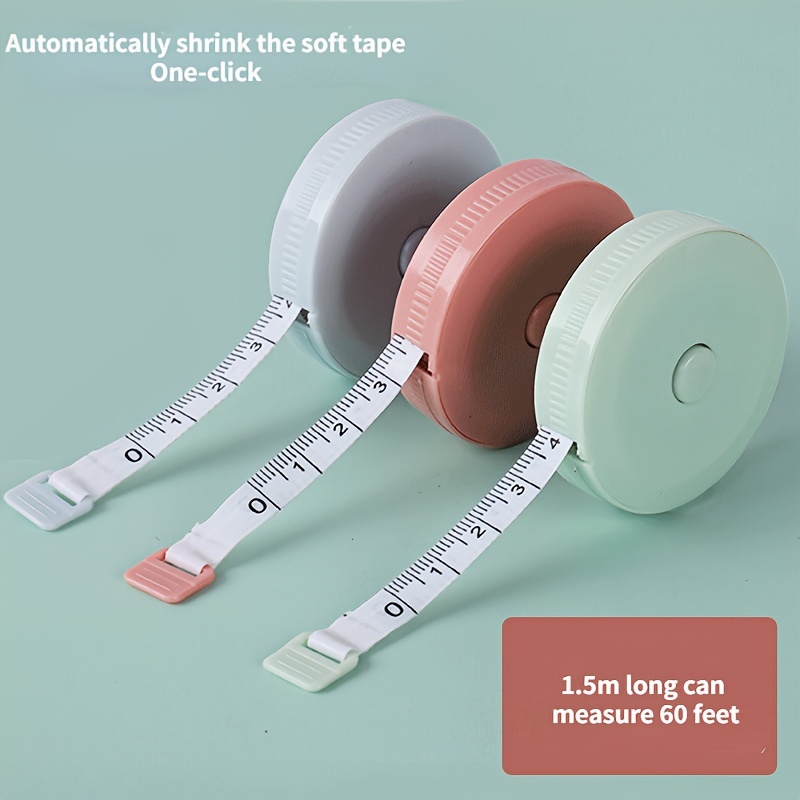 1pc Mini Retractable Tape Measure 150.01 cm PVC Blade Automatic Soft Cloth Measuring Tape with Switch Lock Battery Free