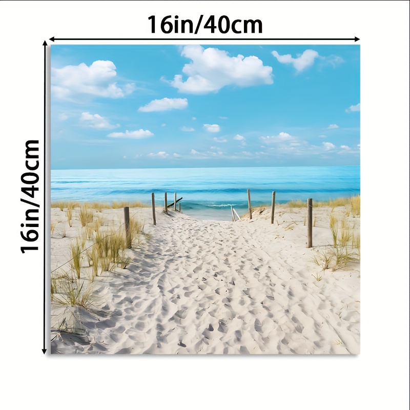 "serene View" Coastal Bliss: 16x16" Frameless Beach Scene Canvas Art ...