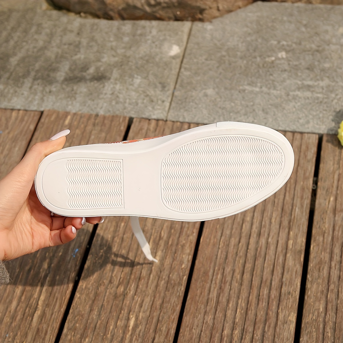 Patike sa cvetnim printom za žene ravne patike sa sirovim - Temu