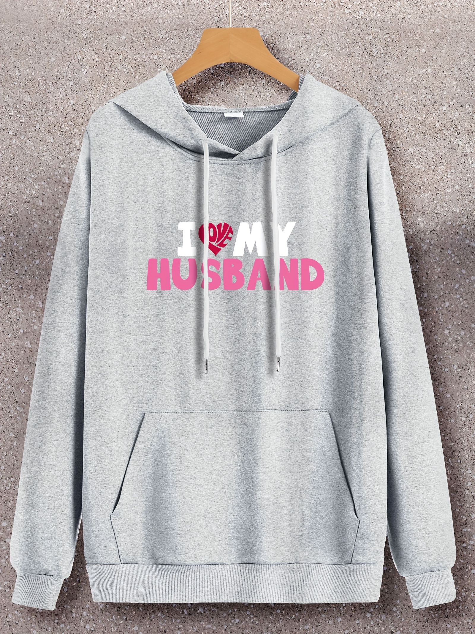 Love Husband Print Kangaroo Pocket Hoodie Casual Long Sleeve - Temu Canada