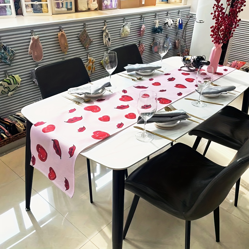 Table Runner Valentine's Day Red Love Heart Pattern - Temu Australia