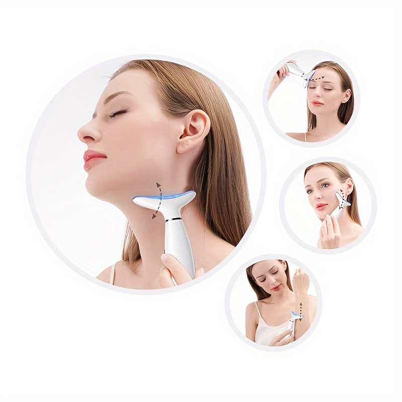 Multi function Led Neck Facial Massager Skin Care Tool Red - Temu