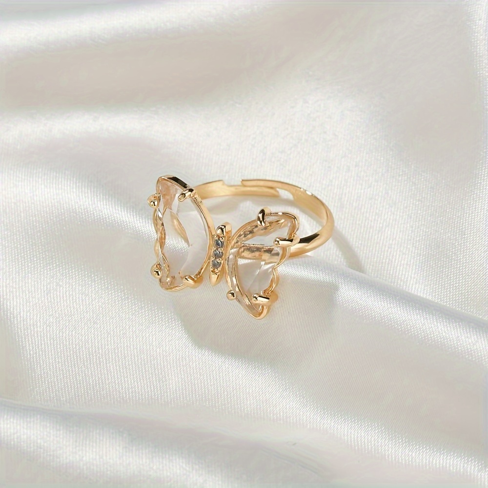 Exquisite Bohemian Luxurious Rhinestones Butterfly Ring - Temu United ...