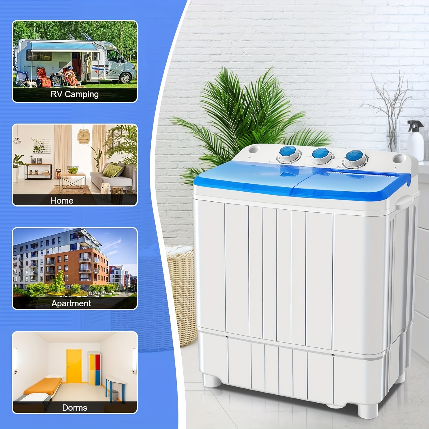 Portable Washing Machine 17.6lbs Twin Tub Compact Washer (11 - Temu