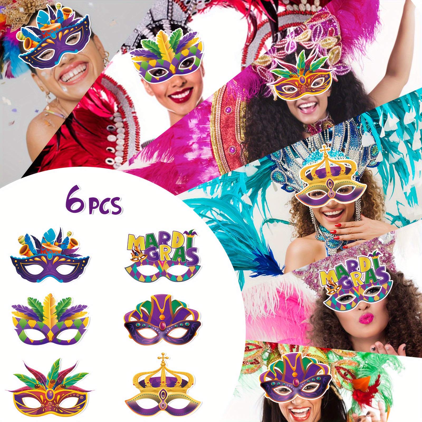 mardi gras glasses carnival party photo booth props carnival - Temu ...