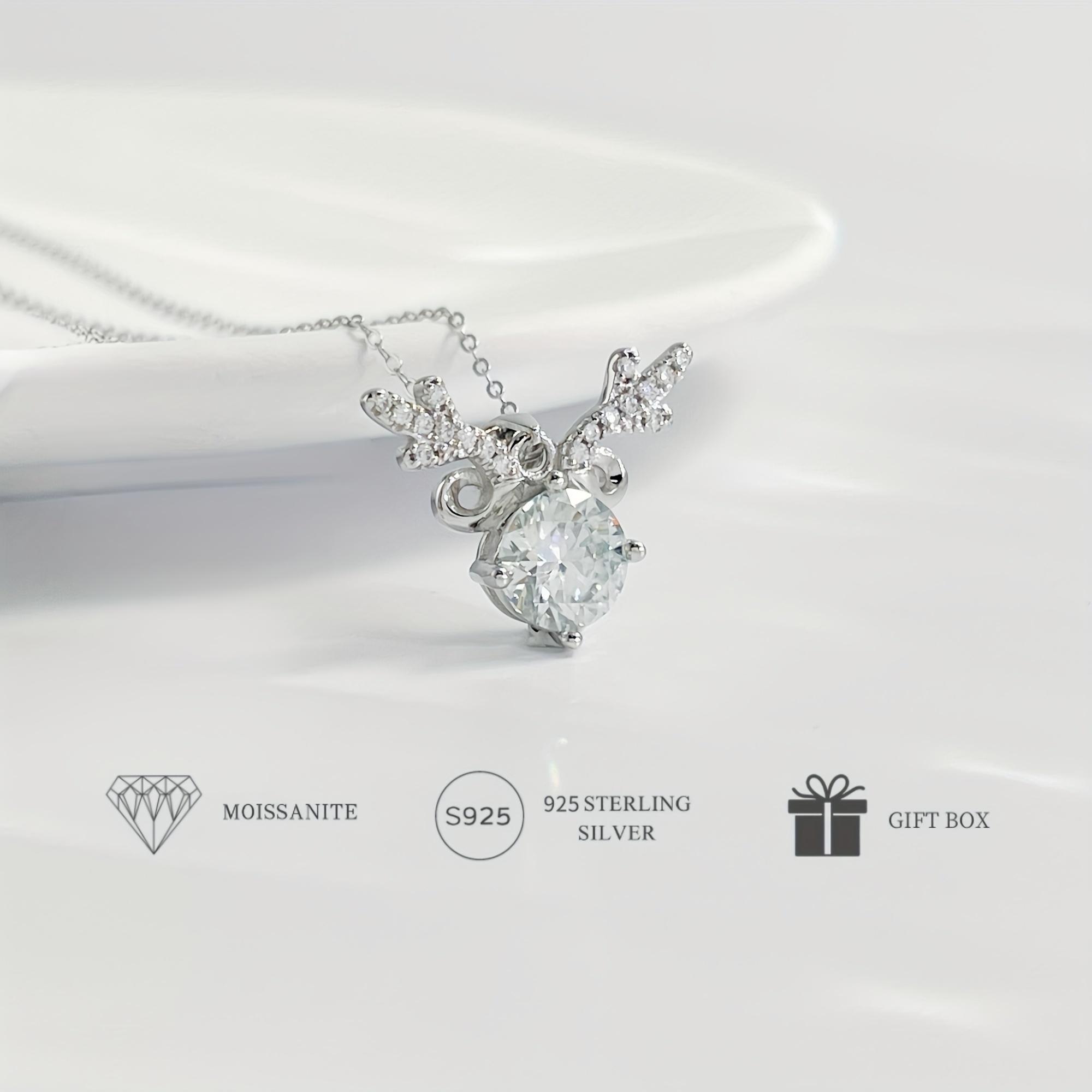 Sparkly Moissanite Decor Elk Pendant Necklace S925 Sterling - Temu Ireland