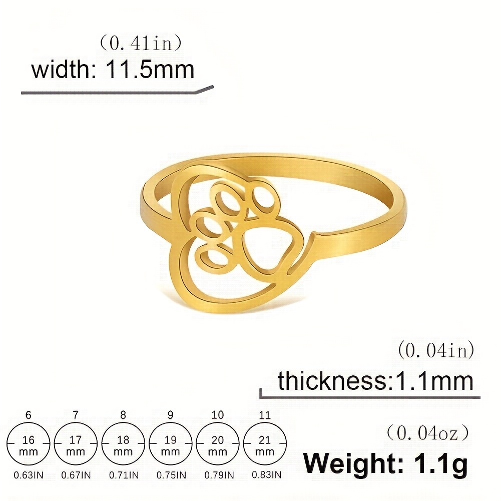 Cute Animal Hollow Cat Claw Print Love Ring Fashion Simple - Temu ...