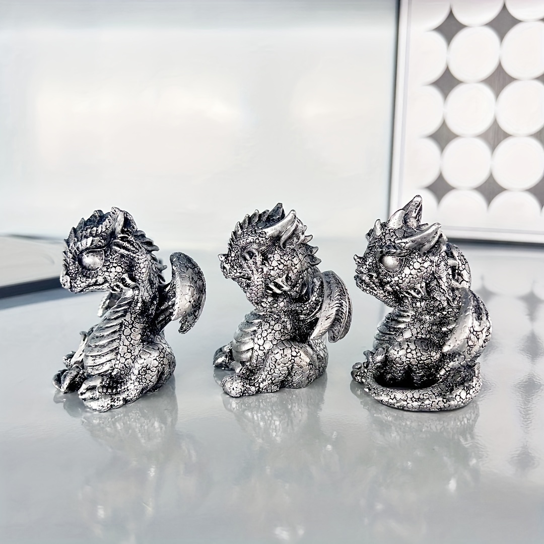 Shiny Dragon Statue Hear Don't See Don't Tell Evil - Temu