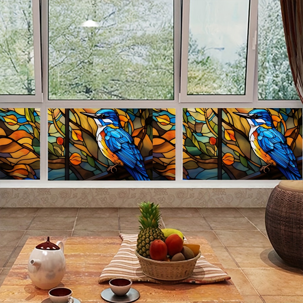 Stained Glass Window Film Colorful Birds Pattern Static - Temu Australia