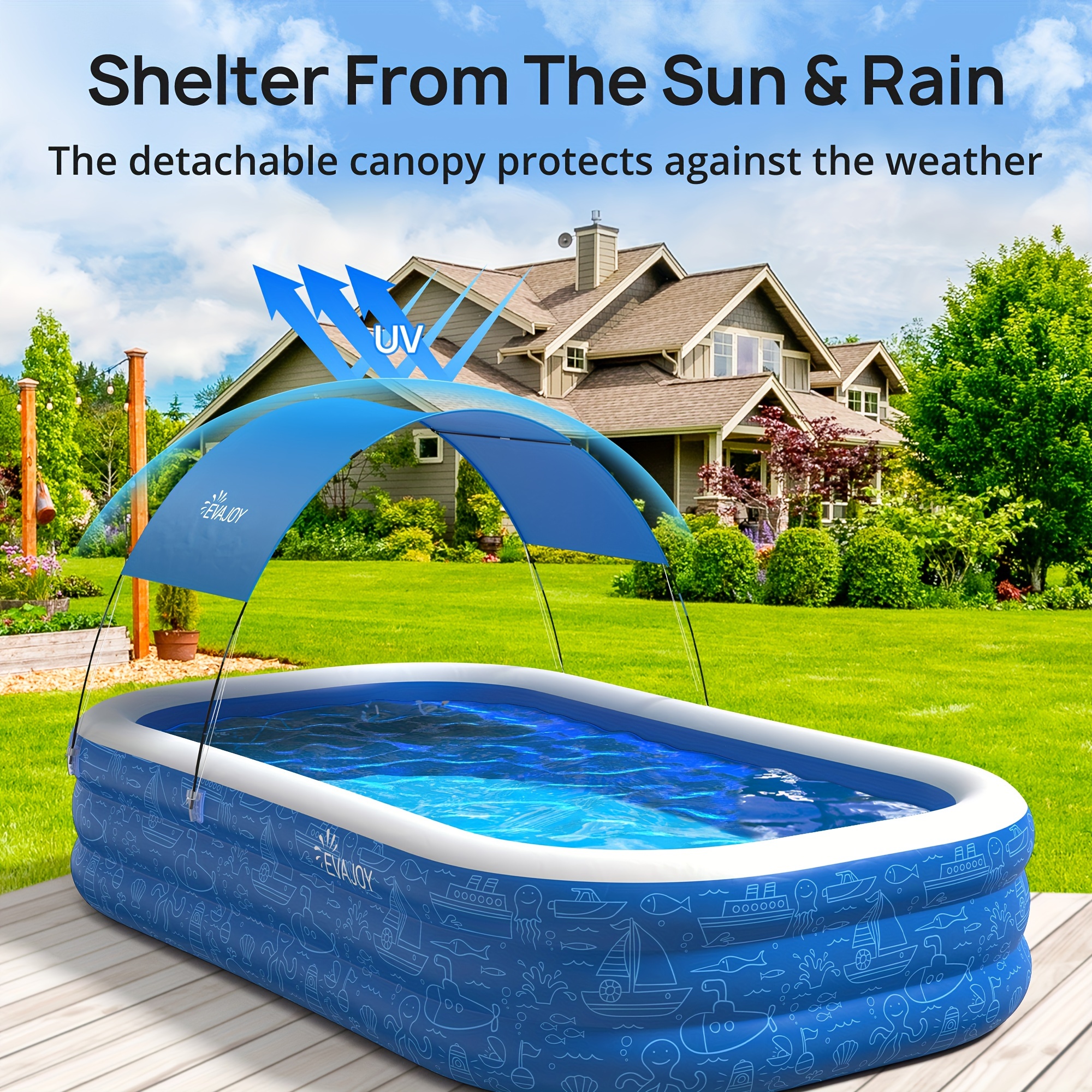 Large Inflatable Swimming Pool Blow Pool Pool - Temu