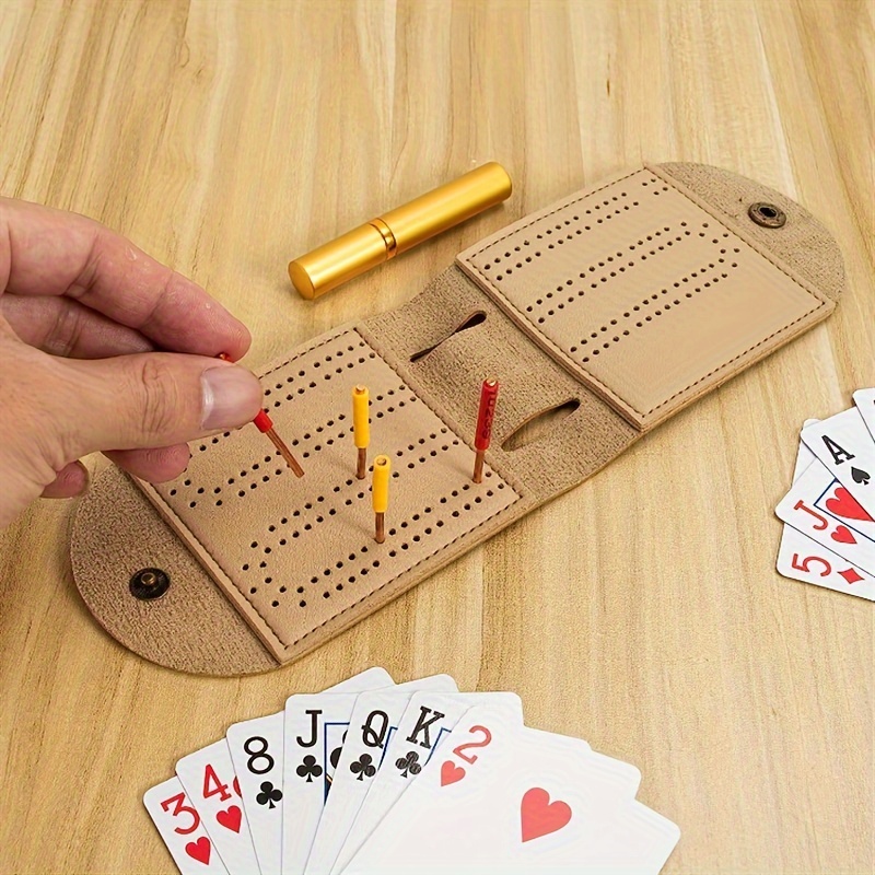 Portable Cribbage Game Scoring Board A Folding Leather - Temu Australia