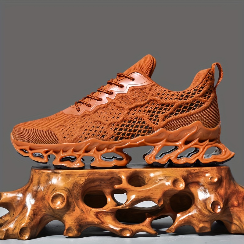 Men's Solid Shock Absorption Blade Type Shoes, Breathable Lace Up Non ...