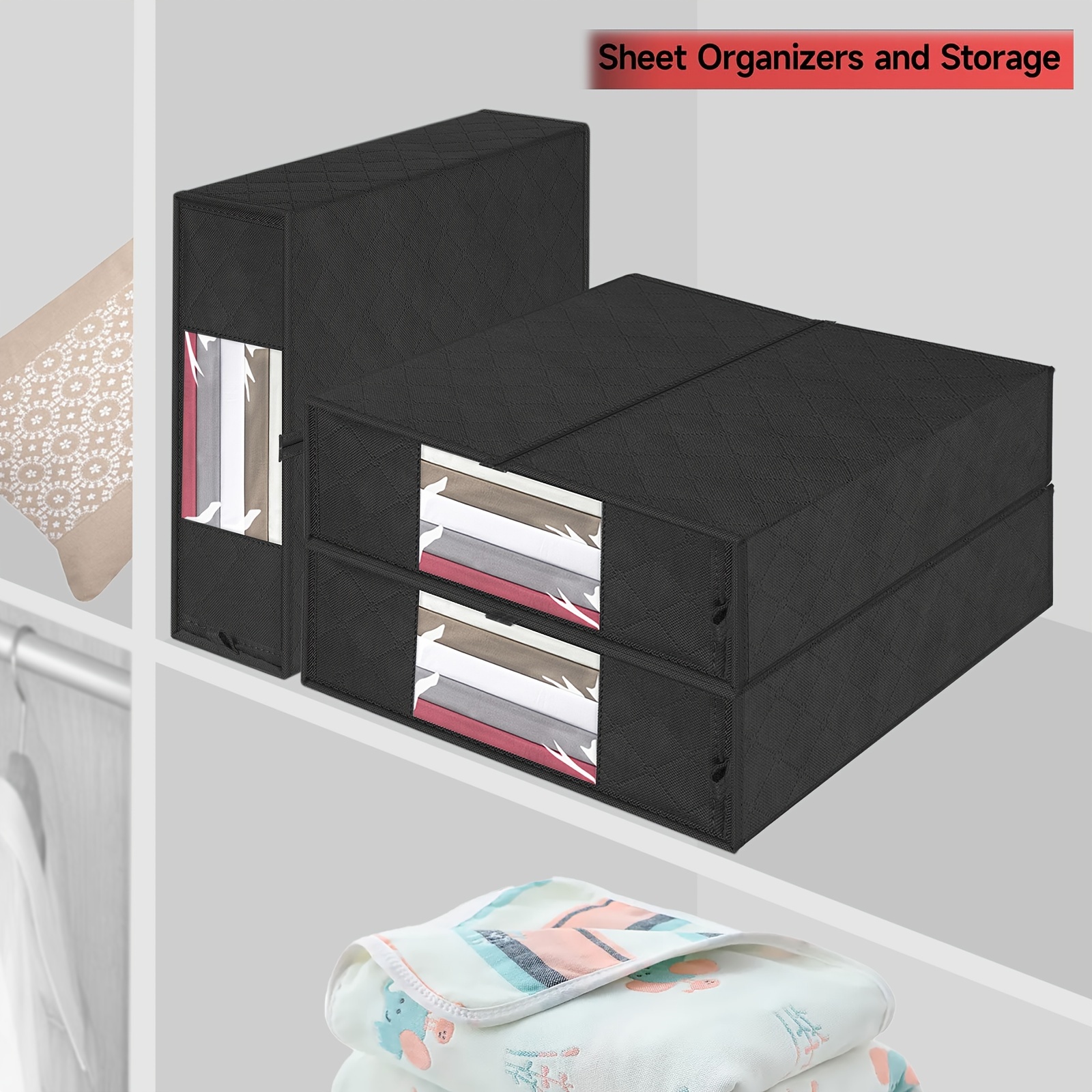 Bed Sheets Storage Box Lids Foldable Large - Temu United