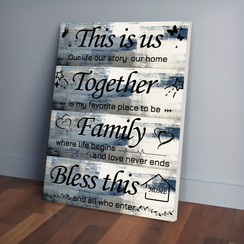 Wooden Framed Canvas Poster Retro Art Family Words - Temu Canada