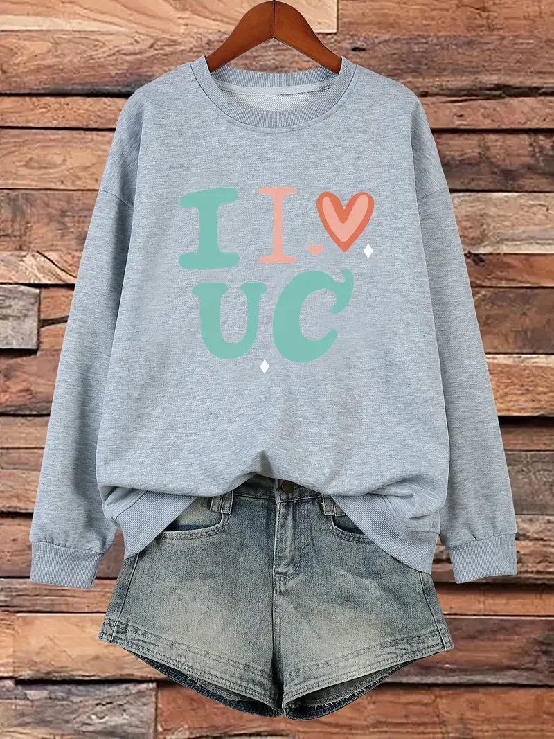 Plus Size Letter Print Sweatshirt Crew Neck Casual Temu United Emirates