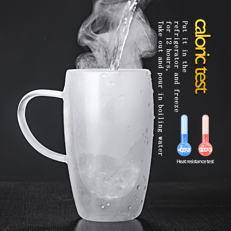 4개 손잡이가 달린 유리 커피잔 450ml 이중벽 커피잔 열 절연된 물잔 여름 겨울 음료용기 생일 Temu